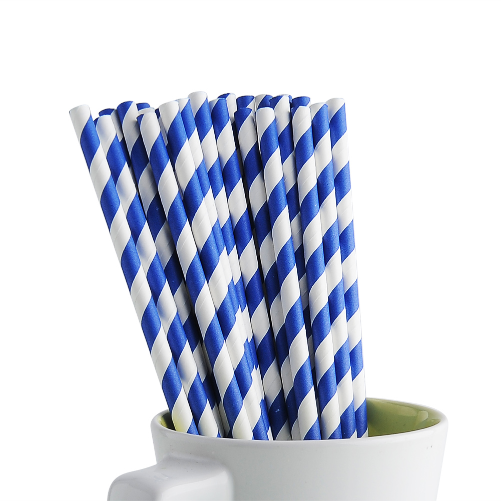 25pcs Vintage Striped Paper Drinking Straws Wedding Decoration Festival